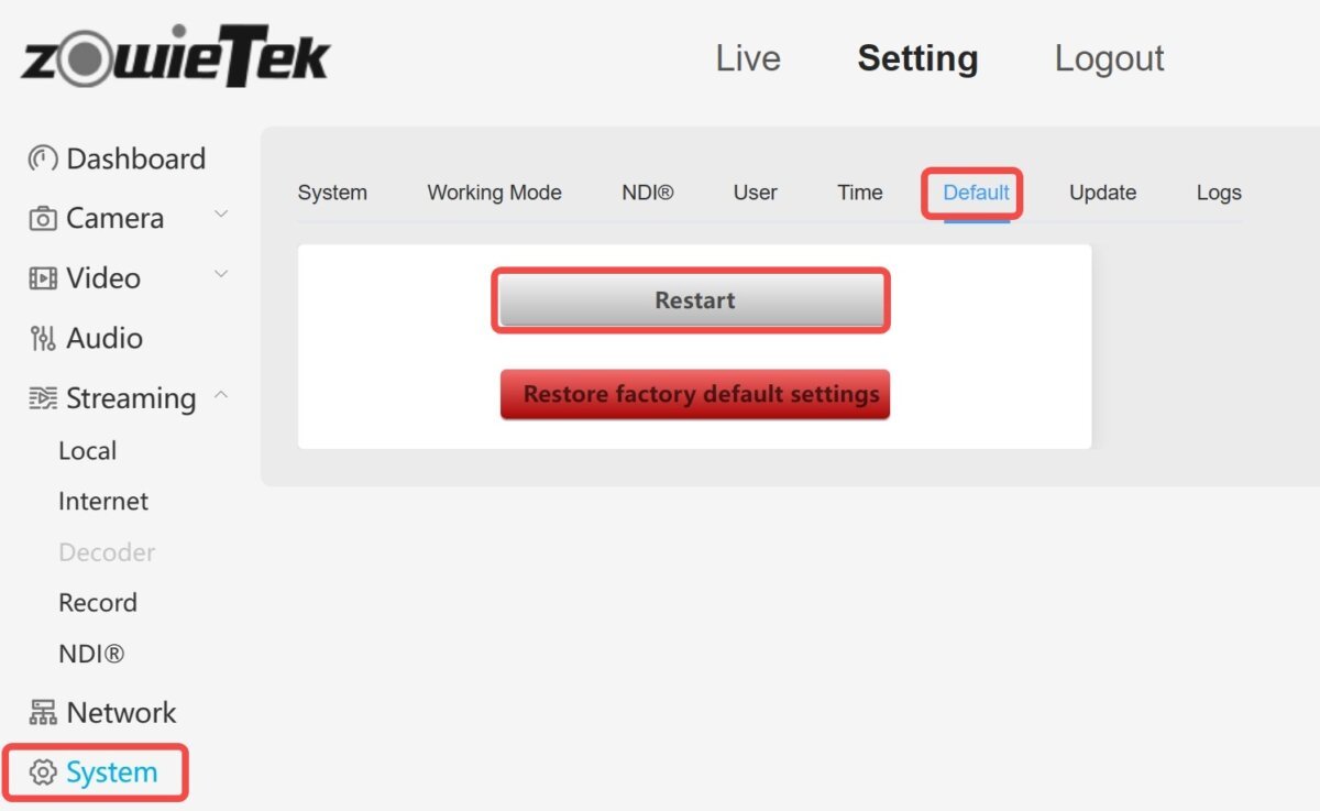 How to switch to NDI mode - Zowietek Electronics, Ltd.