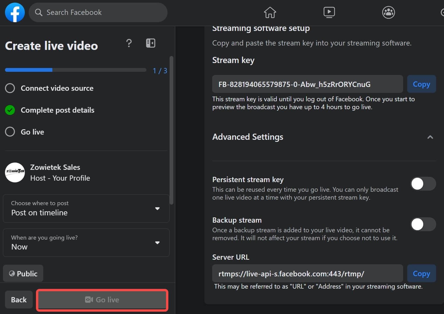 How to stream to Facebook? - Zowietek Electronics, Ltd.