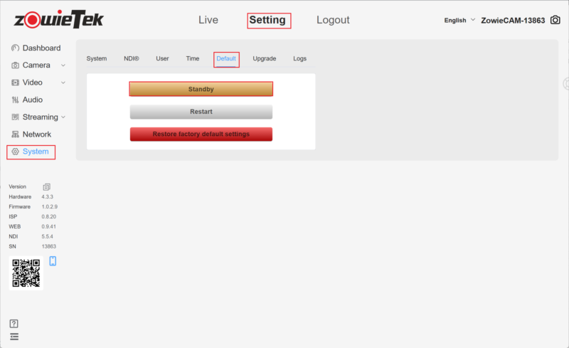 How to switch to standby mode - Zowietek Electronics, Ltd.