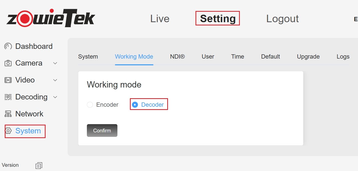 How to switch output resolution in decoder mode - Zowietek Electronics ...
